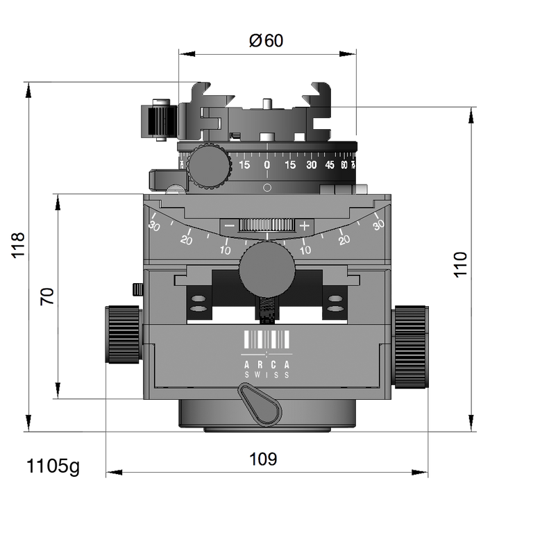 The Original ARCA-SWISS C1 Cube gp 3-Way Geared Top Panning Pro Head ...